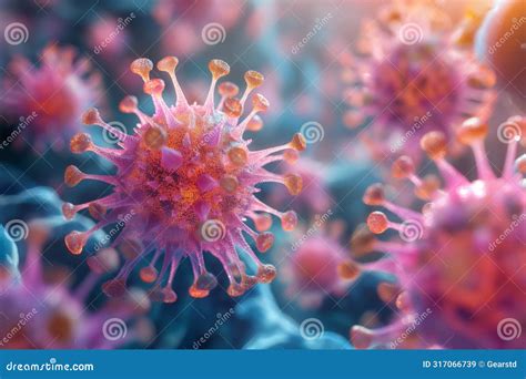Detailed Render Of Pink Virus Particles Stock Illustration