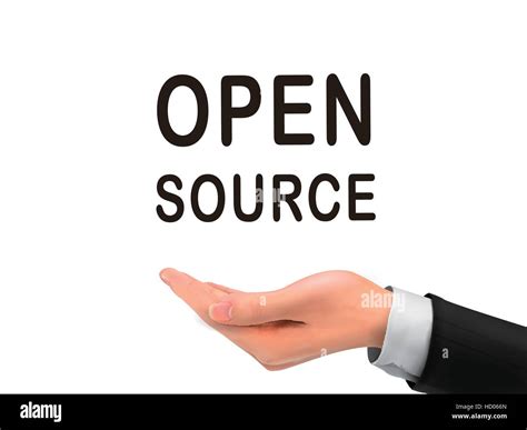 Open Source Word Holding By Realistic Hand Over White Background Stock Vector Image Art Alamy