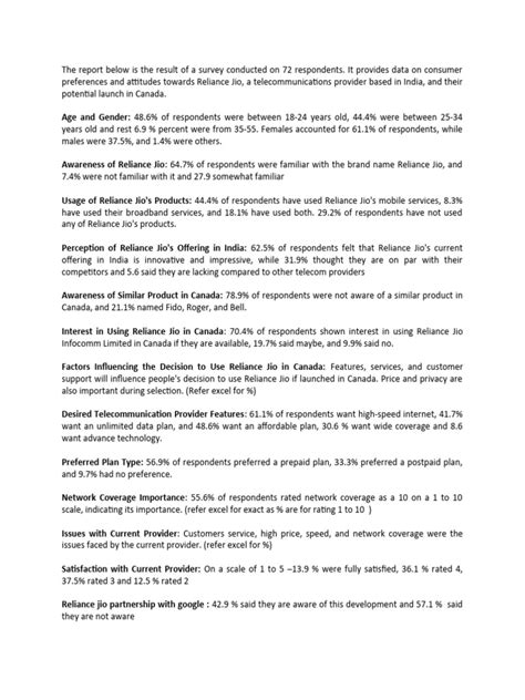 Final Survey Result And Sampling Plan Market Research Pdf Roaming