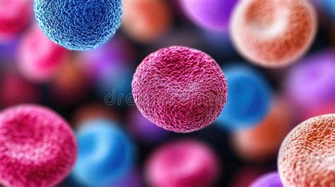 Colorful Microscopic View Of Bacterial Cells On A Dark Background Stock Illustration