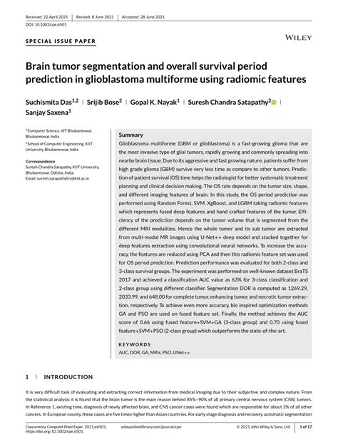 Pdf Brain Tumor Segmentation And Overall Survival Period Prediction In Glioblastoma Multiforme