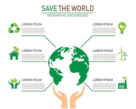 Premium Vector Green Ecology Infographic Element Save The World Environment Workflow Layout