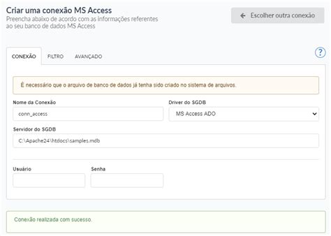 Conexão Com Ms Access Ado Documentação Scriptcase
