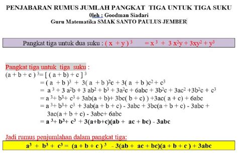 Rumus Jumlah Pangkat Tiga Untuk Tiga Suku Amatirpm