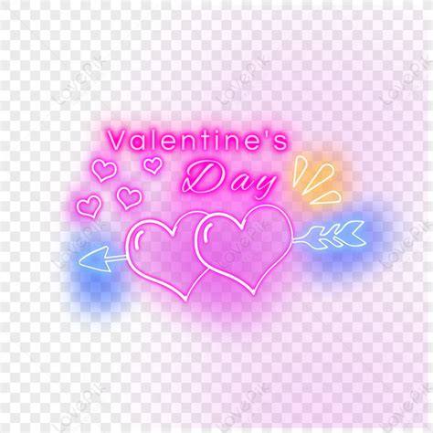 하트 일러스트 핑크 네온 조명 효과를 통해 하나의 화살표 편지 목적 Png 일러스트 무료 다운로드 Lovepik