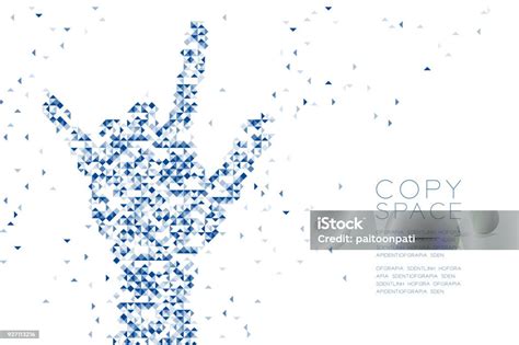 화 컨셉 디자인 블루 컬러 그림 복사 공간 벡터 Eps 10와 흰색 배경에 고립 된 추상 형상 다각형 사각형 상자를 사랑 해요 손 모양을 삼각형 패턴 로우 폴리곤 모델링에