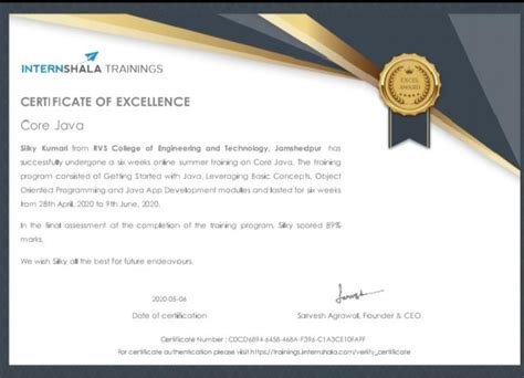 Silky Kumari On Linkedin Internshala Onlinetraining Corejava