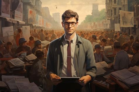premium photo articulate journalist person reporter event generate ai
