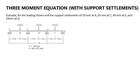 Solved Three Moment Equation With Support Settlements