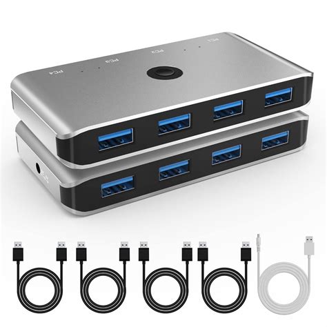 USB Switch Selector Computers Sharing USB Devices One Button Swapping USB Hub Switch