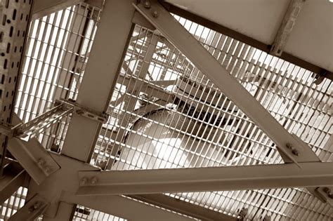 Close Up View Of A Durable Industrial Metal Grid Structure Showcasing Functional Engineering