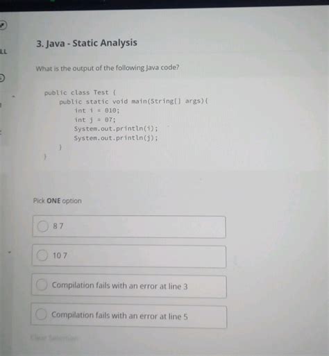 Java Static Analysis What Is The Output Of StudyX