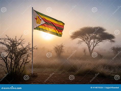 Zimbabwean Flag Wavy Background Layout Vector Illustration