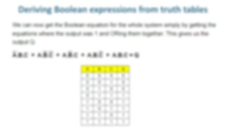 SOLUTION: Week 5 deriving boolean expressions from truth tables - Studypool