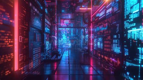 Abstract Electric Flow With Neon Light Effect In Server To Host Domain Aig53 Stock Image