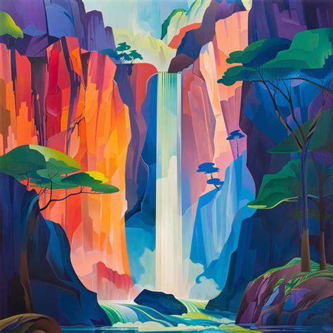 Angel Falls With Bold Shapes And Vibrant Colors Imagella