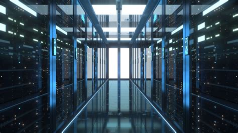 server racks in computer network security server room data center 3d