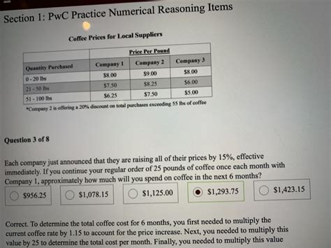 Solved Section 1 PwC Practice Numerical Reasoning Items Chegg Com