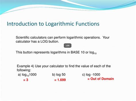 PPT - Introduction to Logarithmic Functions PowerPoint Presentation, free download - ID:2737279