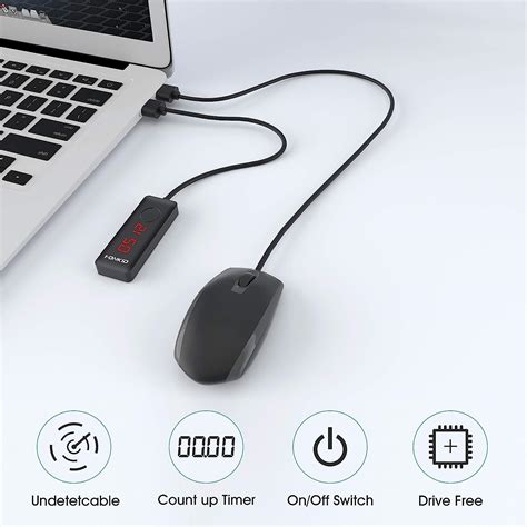 Buy HONKID Mouse Jiggler USB C With LCD Timer Mouse Mover Jiggler With Realistic Random