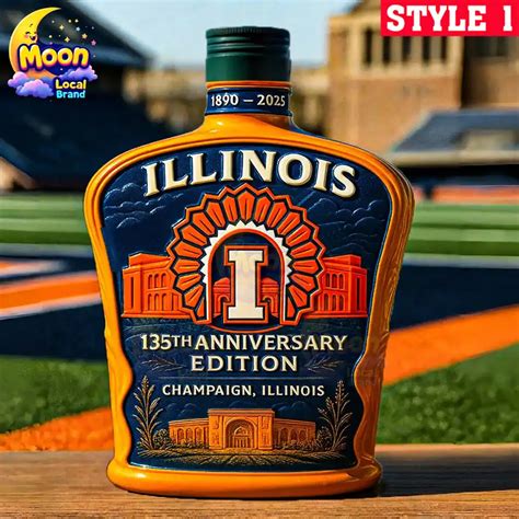 Illinois 135th Anniversary 1890 2025 Whiskey Bottle Moonlocalbrand