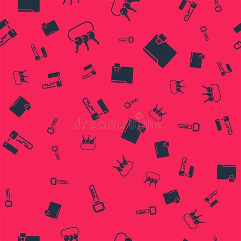 Set Key Bunch Of Keys Marked And Folder And Lock On Seamless Pattern Vector Stock Vector