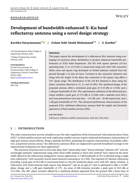 Pdf Development Of Bandwidth‐enhanced X Ku Band Reflectarray Antenna Using A Novel Design Strategy