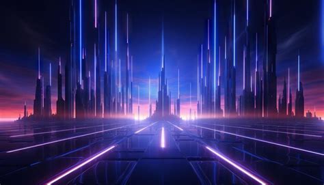 Premium Ai Image Abstract Fantastic Neon Background Illuminated Clouds And Vertical Glowing Lines