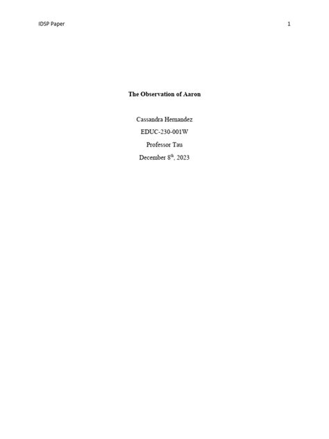 Idsp Paper Pdf Classroom Behavioural Sciences