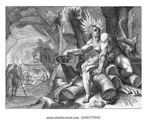 Depiction Element Fire Form Naked Man Stock Illustration Shutterstock