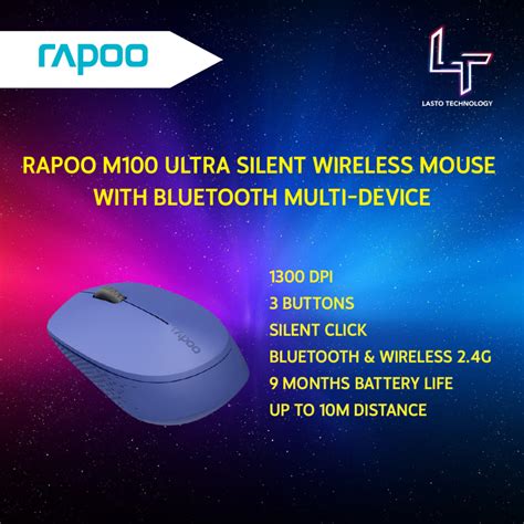 Rapoo M100 Ultra Silent Wireless Mouse With Bluetooth Multi Device Shopee Malaysia