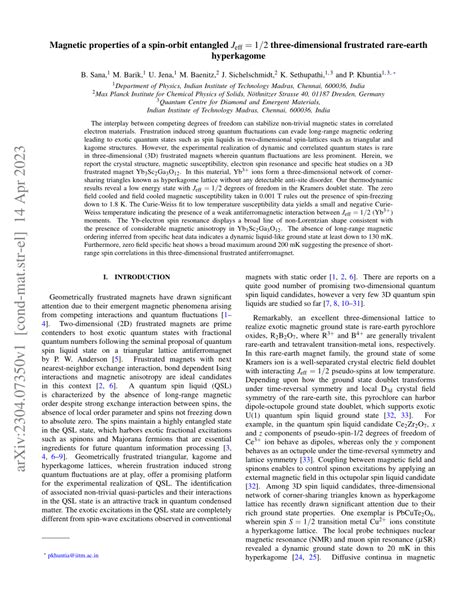 Pdf Magnetic Properties Of A Spin Orbit Entangled Jeff 1 2 Three