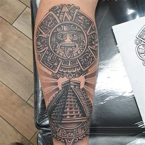 Aztec Pyramid Tattoo Flash