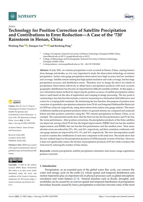 Pdf Technology For Position Correction Of Satellite Precipitation And Contributions To Error