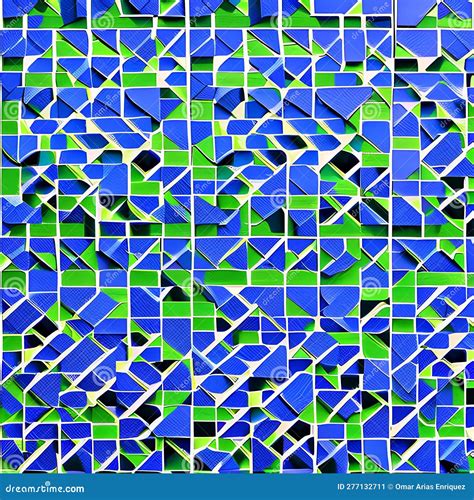 A Repeating Pattern Of Interlocking Squares In Shades Of Blue And Green3 Generative Ai Stock