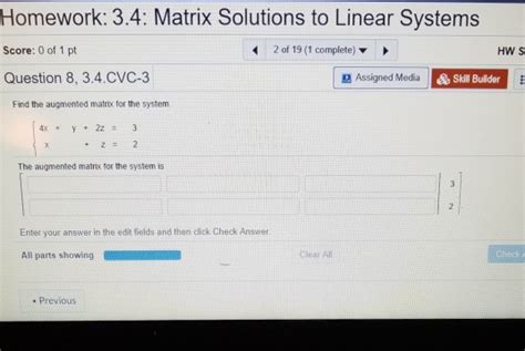 Solved Homework 34 Matrix Solutions To Linear Systems