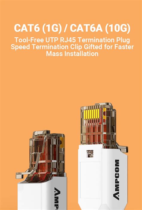 Ampcom Rj45 Tool Less Connectors Utp Network Plug Ethernet Connector