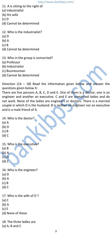 bank po reasoning sample papers
