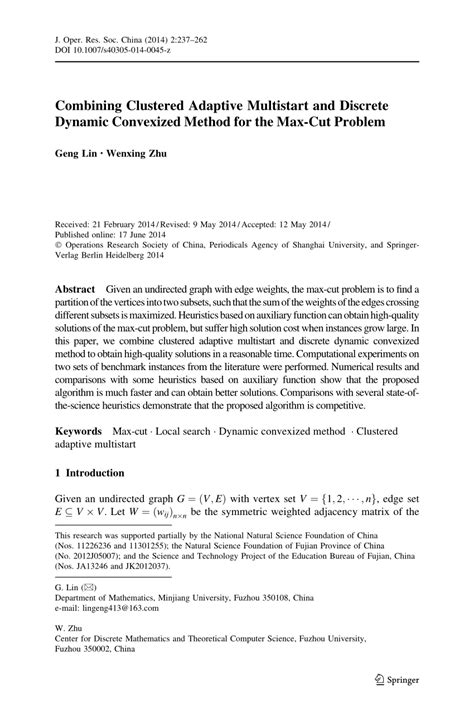 pdf combining clustered adaptive multistart and discrete dynamic