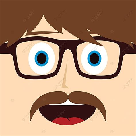 Geek Mustache Guy Cartoon Character Illustration Guy Character Vector Illustration Guy