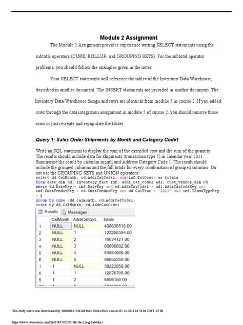 module 2 assignment select queries pdf database transaction sql