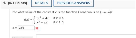 solved for what value of the constant c ﻿is the function f