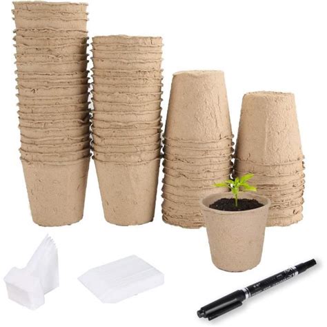 Pots Biodégradables 100 Pcs Pots De Semis En Fibre Biodégradable