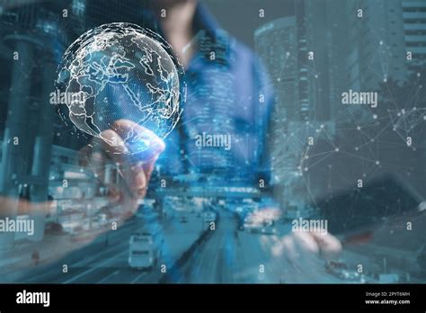 Big Data Analytics And Business Intelligence Concept Business Person Holding Global Network