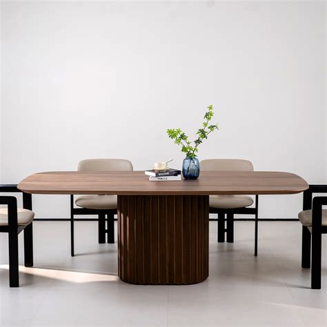 Modern Walnut Wood Rectangle Dining Table For Dining Roomandkitchen Buy