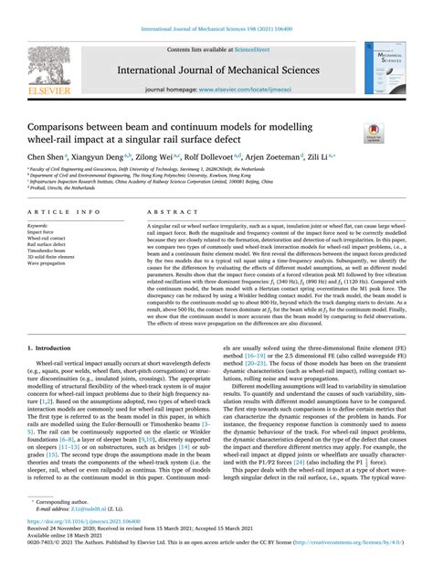 Pdf Comparisons Between Beam And Continuum Models For Modelling Wheel