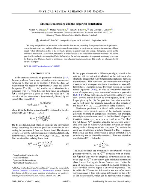 Pdf Stochastic Metrology And The Empirical Distribution