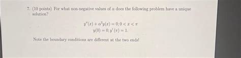 Solved 7 10 Points For What Non Negative Values Of α Does