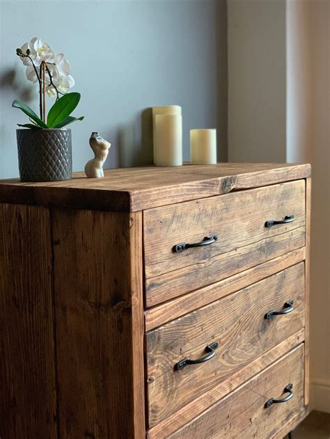 Reclaimed Solid Wood Chest Of Drawers Rustic Handmade Storage Etsy Uk
