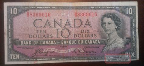 Devils Face 1954 Canada 10 Dollar Bill Coyneandtower Exquisit